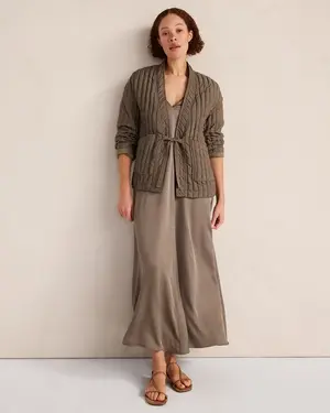 HAVEN WELL WITHIN Silky Maxi Dress With V-neck - Tomato
