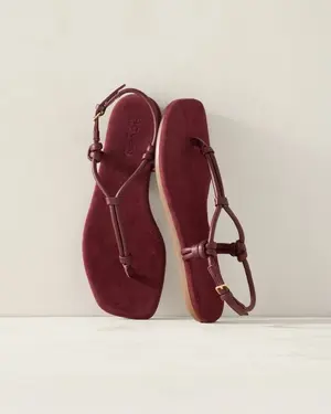 HAVEN WELL WITHIN Leather Double Strap Thong Sandals - Garnet
