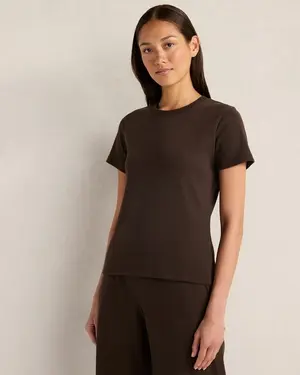 HAVEN WELL WITHIN Organic Cotton Rib Knit Short Sleeve T-shirt - Coffee Bean