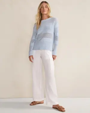HAVEN WELL WITHIN Organic Cotton Open Stitch Crewneck Sweater - Wind
