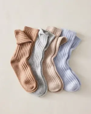 HAVEN WELL WITHIN Cashmere Blend Ribbed Crew Socks - Willow