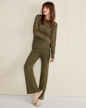 HAVEN WELL WITHIN Organic Cotton Linen Open Stitch Crewneck Sweater