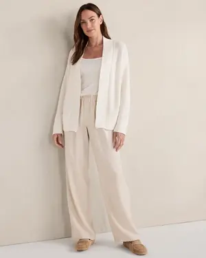 HAVEN WELL WITHIN Organic Cotton Shaker Stitch Open Front Cardigan