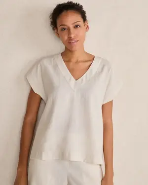 HAVEN WELL WITHIN Luxe Modal V-neck Top - Full Moon