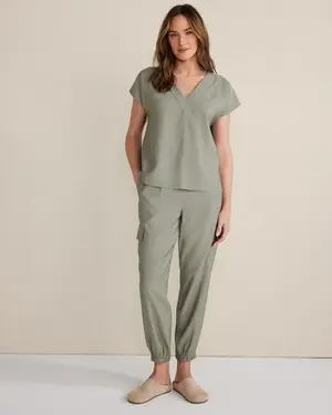 HAVEN WELL WITHIN Luxe Modal V-neck Top - Full Moon