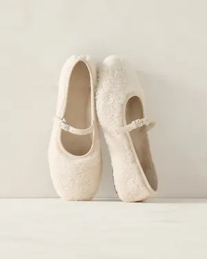 HAVEN WELL WITHIN Sherpa Mary Jane Ballet Flats - Natural