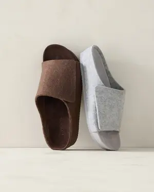 HAVEN WELL WITHIN Felted Wool Slides - Charcoal