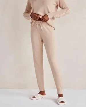 HAVEN WELL WITHIN Organic Cotton Cashmere Cable Knit Joggers - Rose Dust