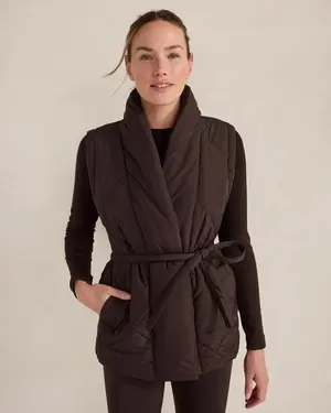 HAVEN WELL WITHIN Quilted Puffer Belted Vest - Blackcurrant