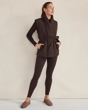 HAVEN WELL WITHIN Quilted Puffer Belted Vest - Blackcurrant