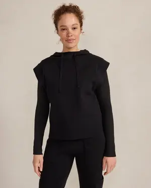 HAVEN WELL WITHIN Viscose Blend Sleeveless Hoodie With Drawstring Hood