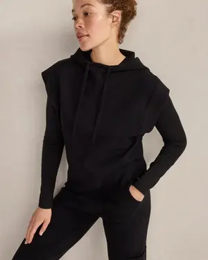 HAVEN WELL WITHIN Viscose Blend Sleeveless Hoodie With Drawstring Hood