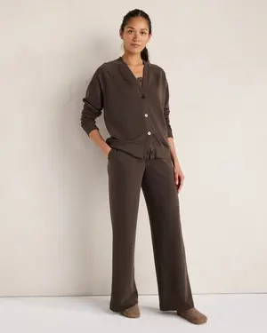 HAVEN WELL WITHIN Fleece Wide Leg Pants - Coconut Shell Hthr