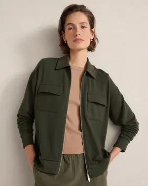 HAVEN WELL WITHIN Fleece Collared Zip-up Jacket - Forest