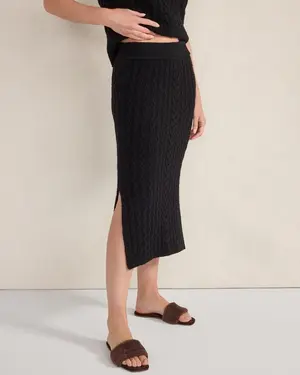 HAVEN WELL WITHIN Haven Well Within Organic Cotton Blend Cable Knit Midi Skirt