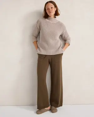 HAVEN WELL WITHIN Organic Cotton Knit Wide Leg Pants - Deep Mocha