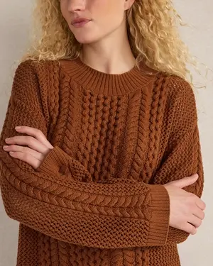 HAVEN WELL WITHIN Cotton Blend Mixed Stitch Crewneck Sweater