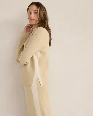 HAVEN WELL WITHIN Tuxedo Stripe Funnel Neck Pullover