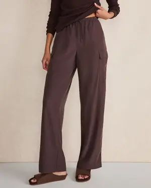 HAVEN WELL WITHIN Drapey Modal Cargo Pants - Blackcurrant