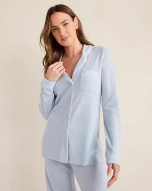 HAVEN WELL WITHIN Marled Knit Pajama Top - Wave