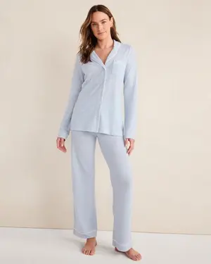 HAVEN WELL WITHIN Marled Knit Pajama Top - Wave