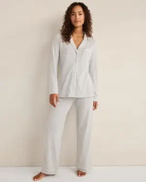 HAVEN WELL WITHIN Marled Knit Pajama Top - Wave