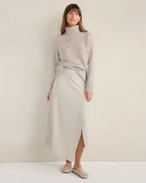 HAVEN WELL WITHIN Wool Blend Split Hem Midi Skirt