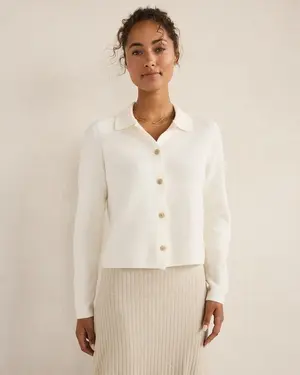 HAVEN WELL WITHIN Wool Blend Sweater Jacket - Ivory