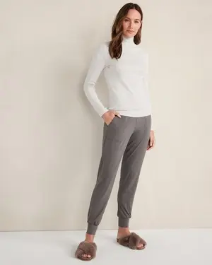 HAVEN WELL WITHIN Organic Cotton Mock Neck Long Sleeve T-shirt - Ivory