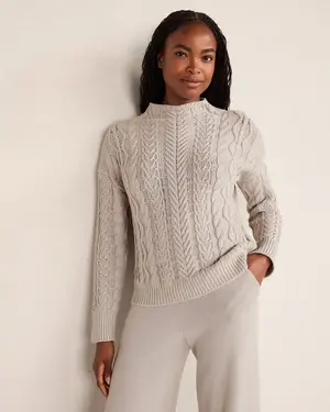 HAVEN WELL WITHIN Organic Cotton Cable Mockneck Sweater