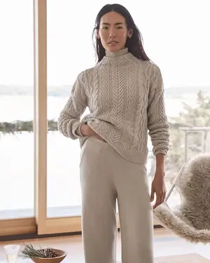 HAVEN WELL WITHIN Organic Cotton Cable Mockneck Sweater