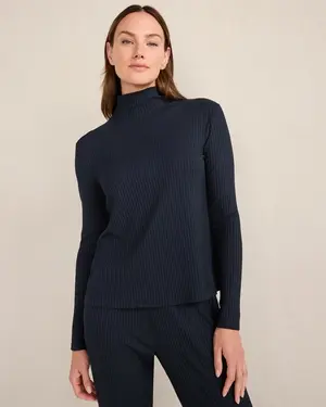 HAVEN WELL WITHIN Resti Rib Knit Turtleneck Top - Nightfall