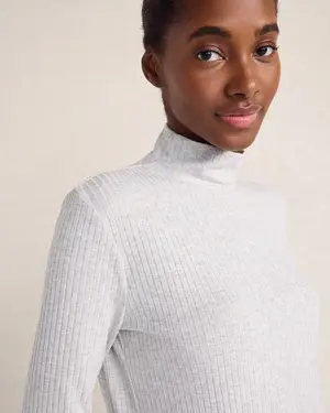 HAVEN WELL WITHIN Draped Rib Knit Turtleneck Top - Nightfall