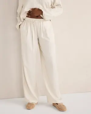 HAVEN WELL WITHIN Washed Pleated Straight Leg Pants - Full Moon