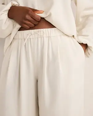 HAVEN WELL WITHIN Washed Pleated Straight Leg Pants - Rainfall