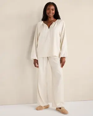 HAVEN WELL WITHIN Washed Pleated Straight Leg Pants - Rainfall
