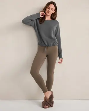 HAVEN WELL WITHIN Cashmere Tie-front Crewneck Sweater - Storm Cloud