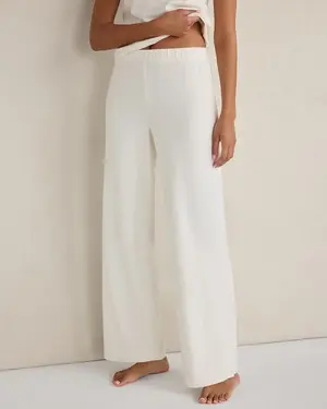 HAVEN WELL WITHIN Organic Cotton Pointelle Relaxed Fit Pants - Ivory