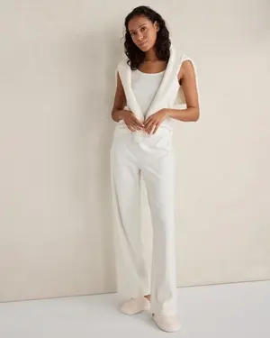 HAVEN WELL WITHIN Organic Cotton Pointelle Relaxed Fit Pants - Ivory