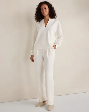 HAVEN WELL WITHIN Double Knit Pleated Pants - Ivory