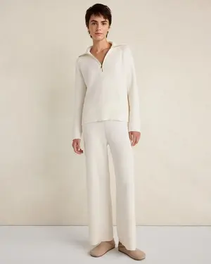 HAVEN WELL WITHIN Organic Cotton Cashmere Waffle Wide Leg Pants