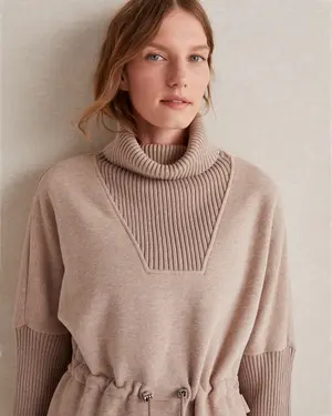 Varley Longline Ribbed Cowlneck Sweatshirt - Black
