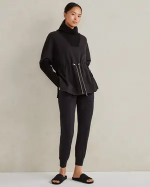 Varley Longline Ribbed Cowlneck Sweatshirt - Black