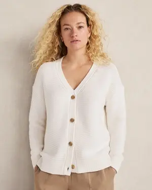 HAVEN WELL WITHIN Organic Cotton Link Stitch Cardigan - Ivory