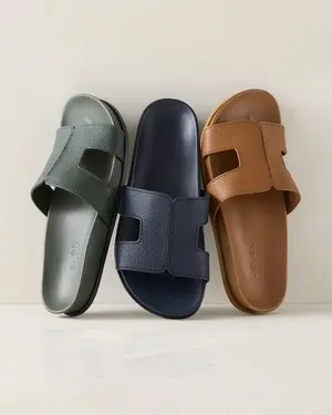 HAVEN WELL WITHIN Leather Cutout Slides - Nightfall