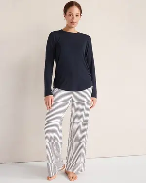HAVEN WELL WITHIN Calm & Cool Long Sleeve Pajama Top - Nightfall