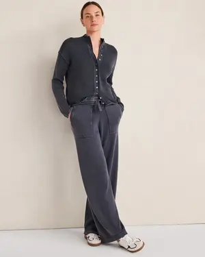 HAVEN WELL WITHIN Organic Cotton Roll Neck Cardigan - Cypress