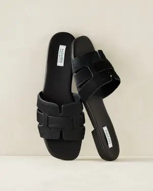 HAVEN WELL WITHIN Calfhair Woven Sandals - Black