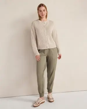 HAVEN WELL WITHIN Textured Linen Tape Yarn Cardigan