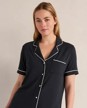 HAVEN WELL WITHIN Calm & Cool Notch Collar Pajama Top - Nightfall